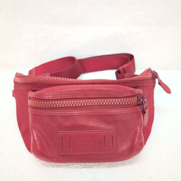 Coach | Bags | Coach Terrain Belt Bum Bag Red Leather Fanny Waist Pack ...